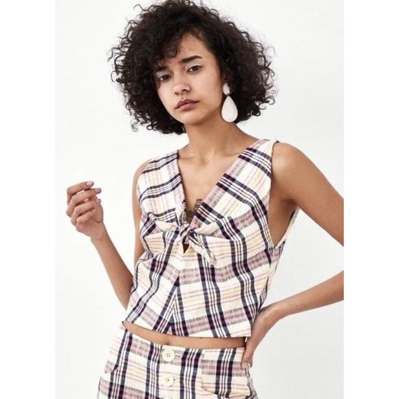 Zara | Pants & Jumpsuits | Zara Trf Collection Outfit Plaid Pink Twist ...